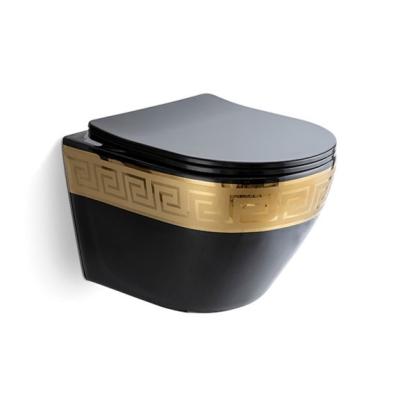 중국 전기화 된 검은 금 세라믹 벽에 매달린 화장실 림리스 판매용