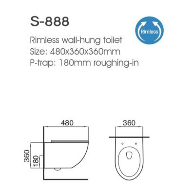 Cina Bagno in ceramica a muro sospeso senza bordo in vendita