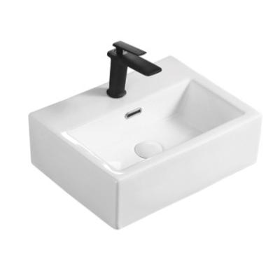 China White Countertop Porcelain Wash Sink Rectangular Ceramic Bathroom Basin Sink for sale