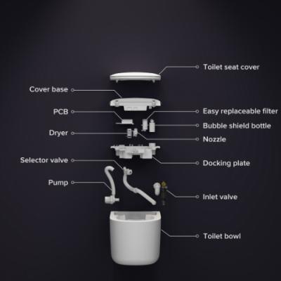 China Home Bathroom Modern Smart Toilet Wall Hung AC 220V with Armrest Button for sale