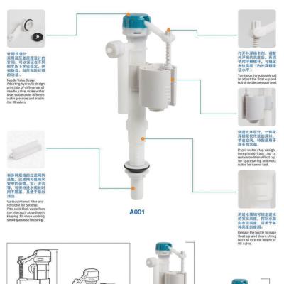China Dual Flush Toilet Water Tank Fittings All In One Sanitary Ware Toilet Water Valve for sale