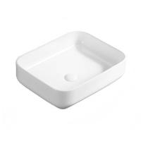 China Modern Ceramic Rectangular Bathroom Sink Above Counter Mount for sale