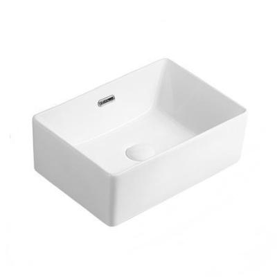 China Easy Clean Glaze Porcelain White Color Only Hole Above Counter Mounted Sink Bowl Bathroom Ceramic Counter Handmade Wash Basin for sale