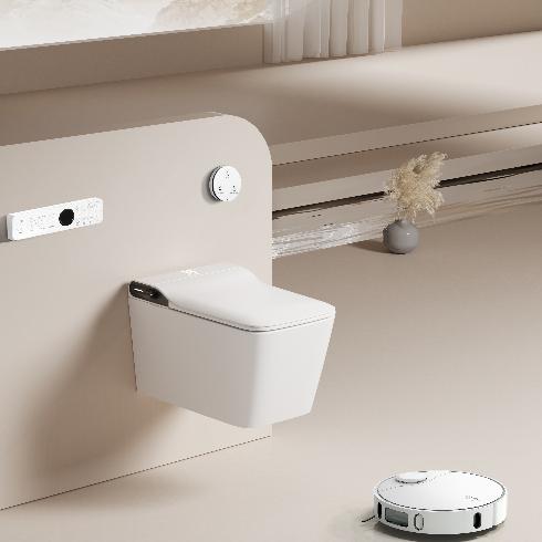 Smart toilet with LED display and control panel