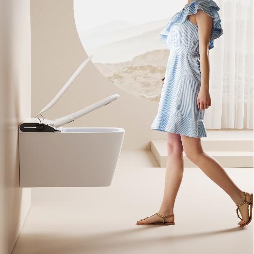 Modern smart toilet with wall-mounted design