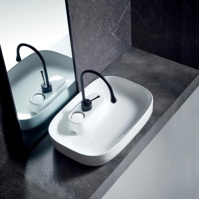 China Single-Hole Faucet Mount Modern Black Ceramic Wall-Hung Wash Basin Customization Solid Surface Bathroom Sink Hotels for sale