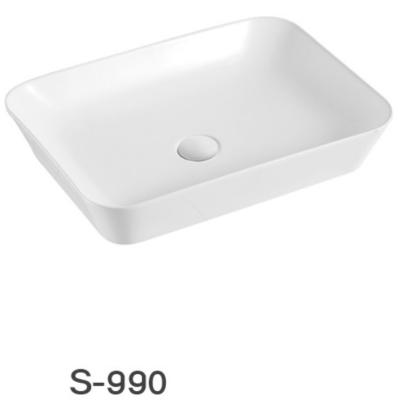 China Modern Ceramic Single Bowl Sink Rich Artistic Rectangular Table Basin Above Counter Installation for sale