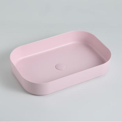 中国 ピンク色の卸売カラー洗面器カウンタートップ洗面台バスルームメラミン洗面器 販売のため