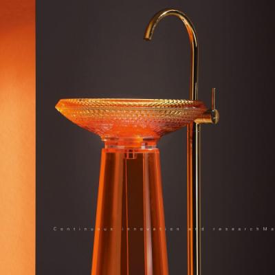 China Acrylic Resin Bathroom Sink Crystal Glass Above Counter Washing Basin Pure Color for sale