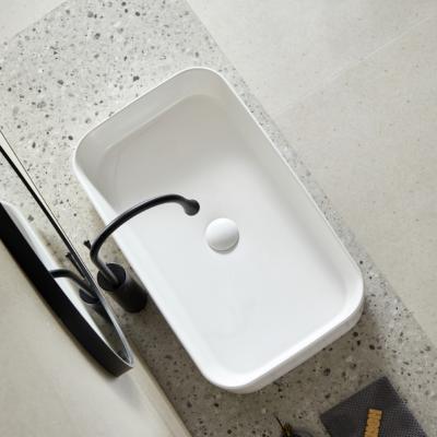 China Bath Sink Square Ceramic Wash Basin Convenient Partial Mouth for Bathroom Kitchen Balcony Household Use for sale
