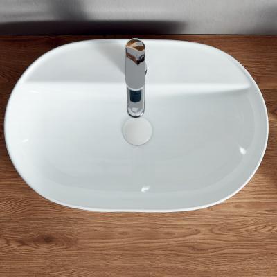 China Ceramic Basin Big Size Large Long Oval Rectangular Hand Wash Basin Glossy White Washing Sinks for sale