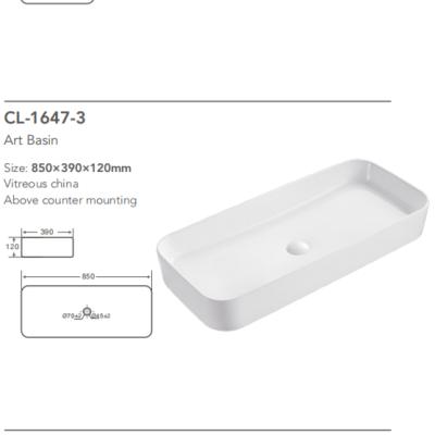 Cina In stock Bagno Vanità Bianco Vasca da lavare singola in porcellana Piattaforma rettangolare Vasche da lavaggio in ceramica Laviatoi da bagno da bancone in vendita