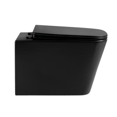 China Modern Matt Black Wall Hung Toilet Set Concealed Tornado Flush with Soft Closing for Hotel Bathrooms for sale