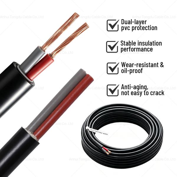 Quality RVV 2x0.75mm2 2 Core Flexible Cable Stranded Copper Conductor PVC Sheathed for sale
