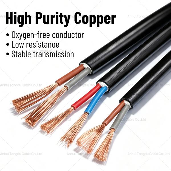 Quality RVV 2x0.75mm2 2 Core Flexible Cable Stranded Copper Conductor PVC Sheathed for sale