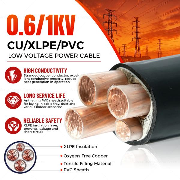Quality OEM Copper Xlpe Cable 4 Core Heat Resistant Flex 3×50mm2+1×25mm2 For Heavy Duty for sale