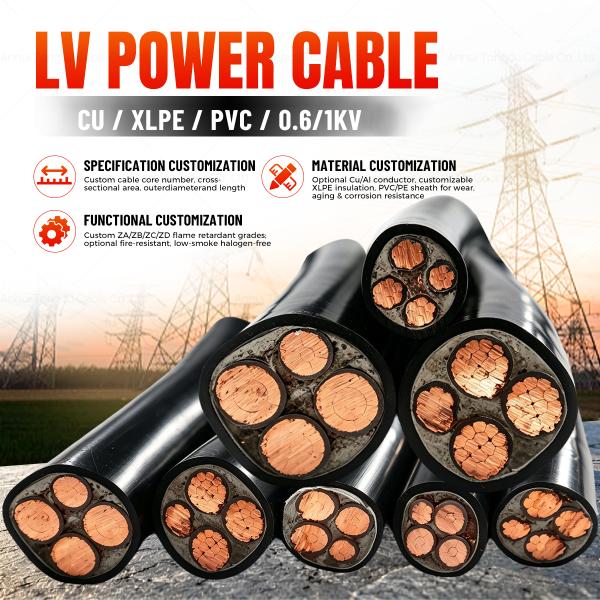 Quality Copper Conductor Flame Retardant XLPE Cable ZR-YJV 3×95mm²+1×50mm² for Site Power Wiring for sale
