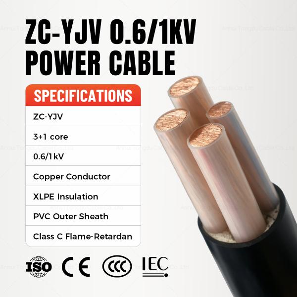 Quality Copper Power Cable 4 Core ZR-YJV 3×150mm2+1×70mm2 For Power System for sale