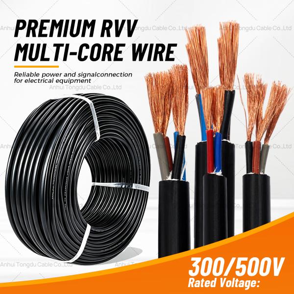 Quality Instrument Flexible Cable 2 Core RVV 4x0.75mm2 PVC Stranded Copper Wire Stranded for sale