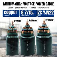 Quality Armored XLPE High Voltage Power Cable 3 Core 25mm2 YJV22 Underground Power Cable for sale