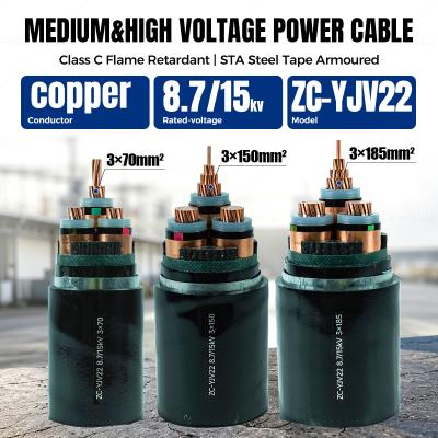 China Armored XLPE High Voltage Power Cable 3 Core 25mm2 YJV22 Underground Power Cable for sale