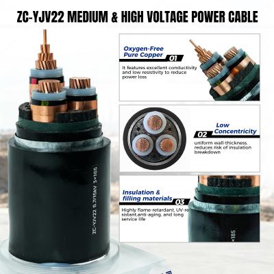 China Transport Hub Main Power Cable YJV22 3x240mm² 8.7/15kV Armored MV XLPE for sale