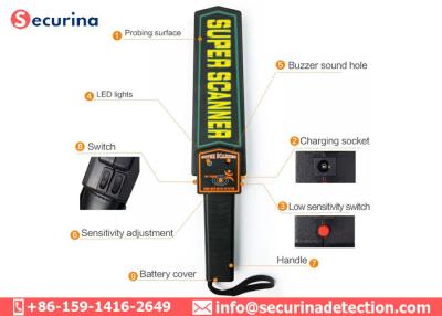 Cina Alimentazione a batteria tenuta in mano della bacchetta 9V del metal detector di sicurezza con la luce allarmante del LED in vendita