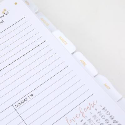 Cina 2024 Stampa su misura Pianificatore settimanale con separatore laminato e angoli rinforzati in oro in vendita