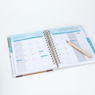 China Free Sample Custom A4 A5 Gold Foil Spiral Hardcover Journal Diary Notebook Planner for sale