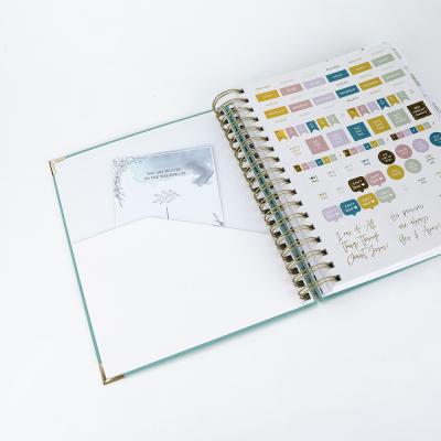 China Pink Gold Foil Spiral Hardcover Notebook Printing Journal Diary Notebook Wedding Planner for sale