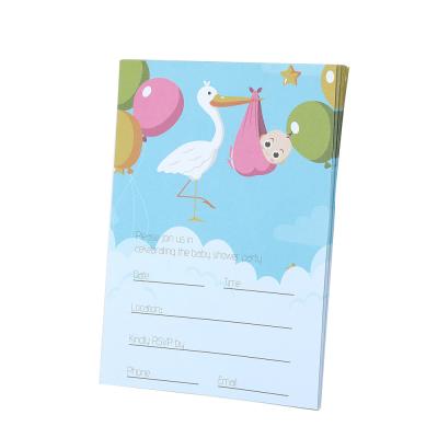 China Customized Size Cartoon Gender Reveal Party Cards and Envelopes Baby Shower Invitations for sale