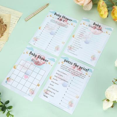 China 4c Offset Printing 100 Pcs Baby Shower Games Cards Bingo Guess Who Is Right Word Scramble for sale