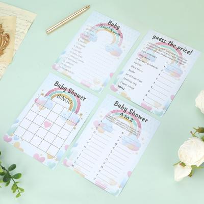 China Custom 4 Games Baby Shower Game Cards CMYK Paper Perfect for A to Z and Word Scramble for sale