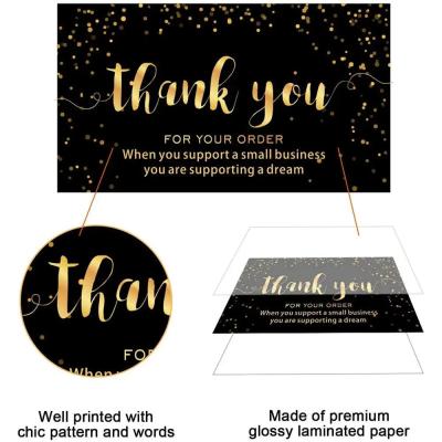 China Black Gold Custom Card Printing Paper Paperboard Thank You Cards for sale