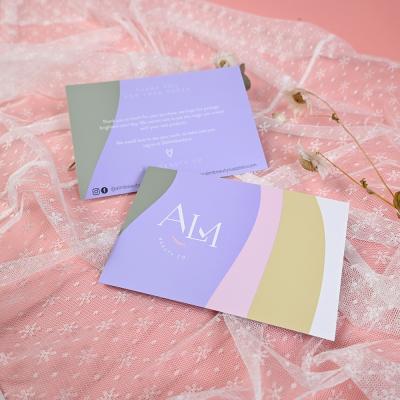 China Custom Logo Printing Business Feedback Cards in Purple for Small Business Promotion for sale