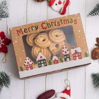 China Custom Logo Christmas Kraft Corrugated Bakery Cupcake Cake Cookies Packaging Boxes With Window for sale