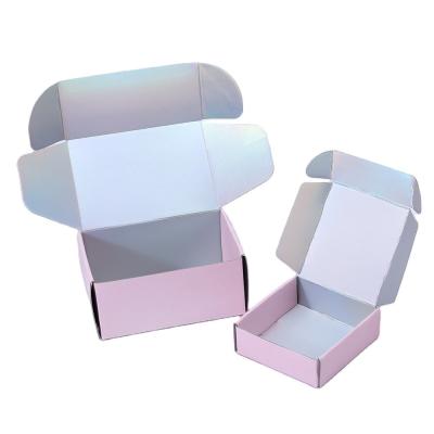 China Custom Logo Corrugated Cardboard Laser Mailing Box Folders Holographic Shipping Boxes for sale