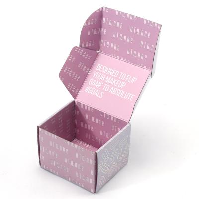 China Custom Logo Holograph Pink Mailer Box Folding Corrugated Board Paper Packaging with Logo for sale