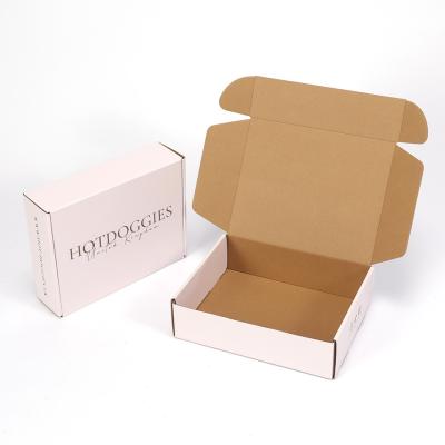 China Custom Logo Printed Flat Pack Corrugated Die Cut Folding Kraft Mailer Shipping Mailing Box for sale