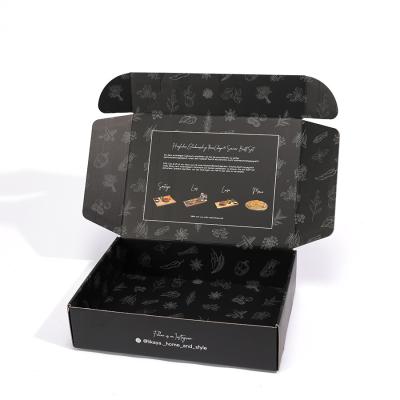 China Custom Logo Accepted Recycled Matte Black Corrugated Cardboard Carton Mailer Shipping Box for sale
