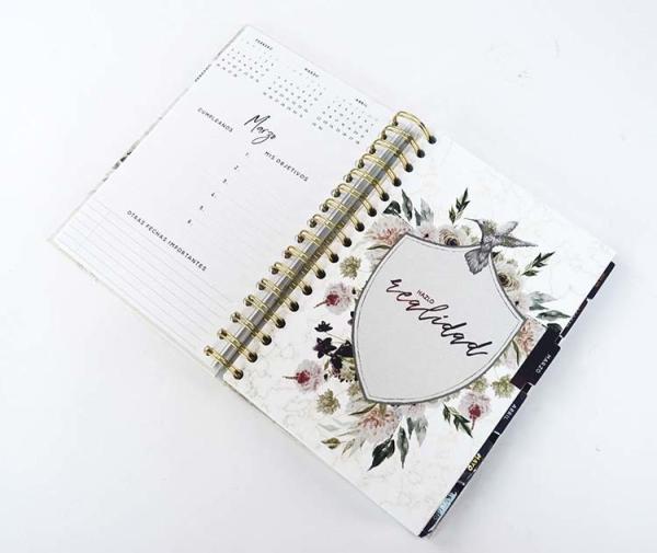 Quality CMYK A5 Hardcover Notebook Printing Gold Spiral Weekly Daily Planner 80 Sheets for sale