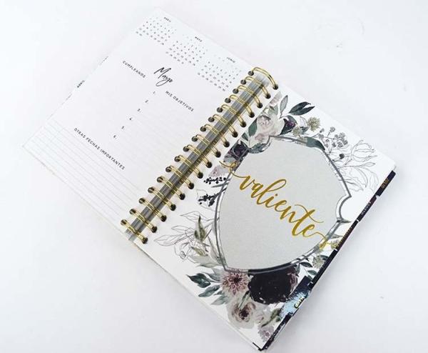 Quality CMYK A5 Hardcover Notebook Printing Gold Spiral Weekly Daily Planner 80 Sheets for sale
