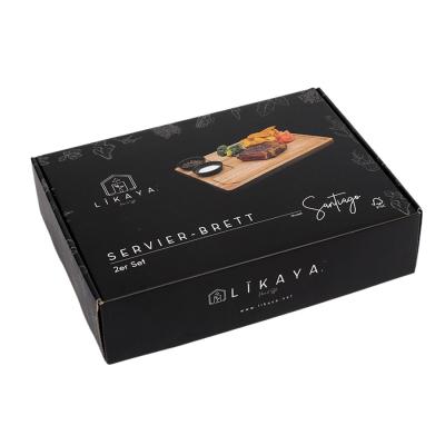 China UV Coating Custom Printed Corrugated Cardboard Shipping Black Mailer Packaging Gift Boxes for sale