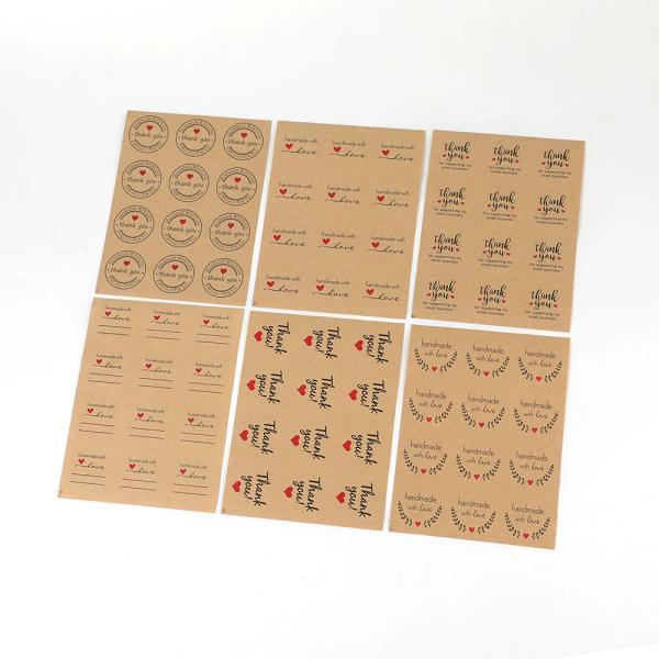 Quality Kraft Paper Thank You Packaging Stickers Sheet Waterproof Custom Printing for sale