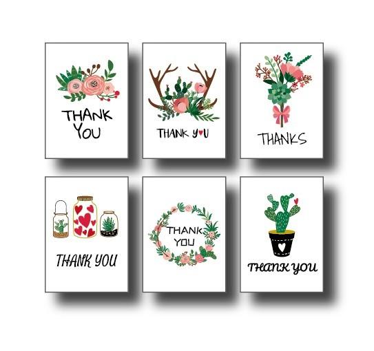 Wedding Decoration Custom Card Printing 36 Packs Floral Note Card Printing
