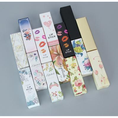 China Custom Printed Cosmetic Lipstick Bottle Tube Rectangle Colorful Lip Gloss Packaging Box for sale