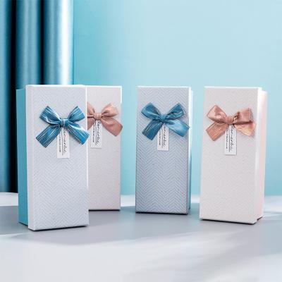 China Gift Craft Packaging With Ribbon Custom Printed Small Lid And Base Perfume Paper Box for sale