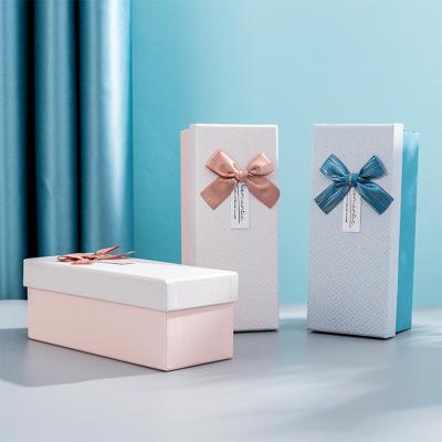 China Gift Craft Packaging With Ribbon Custom Printed Small Lid And Base Perfume Paper Box for sale