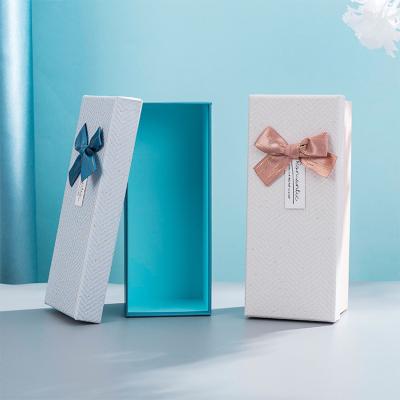 China Gift Craft Packaging With Ribbon Custom Printed Small Lid And Base Perfume Paper Box for sale