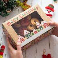 China Custom Order Christmas Cookie Boxes with Clear Window Recyclable Doughnut Gift Boxes for sale